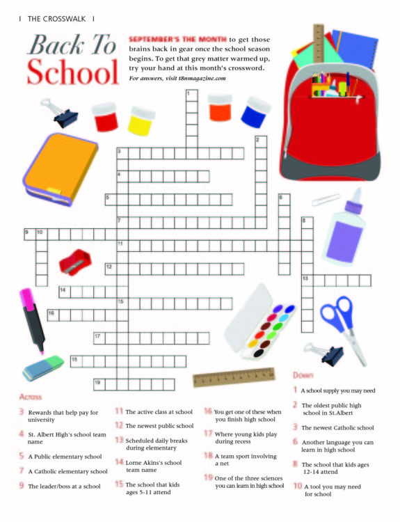 Back To School Crossword T8N